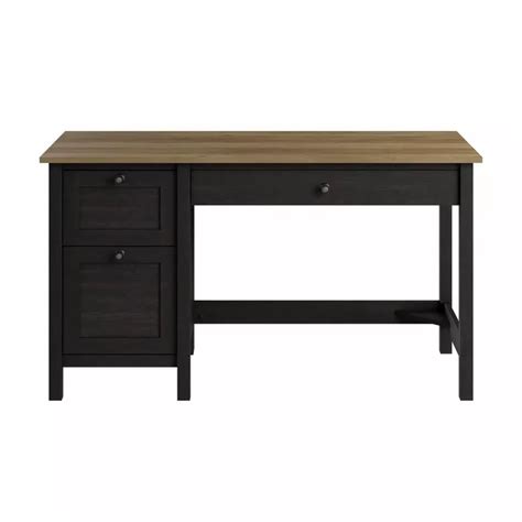 Bush Furniture Mayfield 54w Computer Desk With Drawers In Vintage Black And Reclaimed Pine