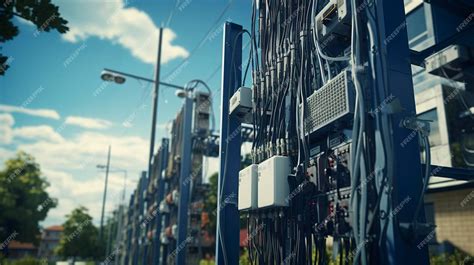 Photo Of A Telecommunication Infrastructure In A Suburban Neighborhood Premium Ai Generated Image