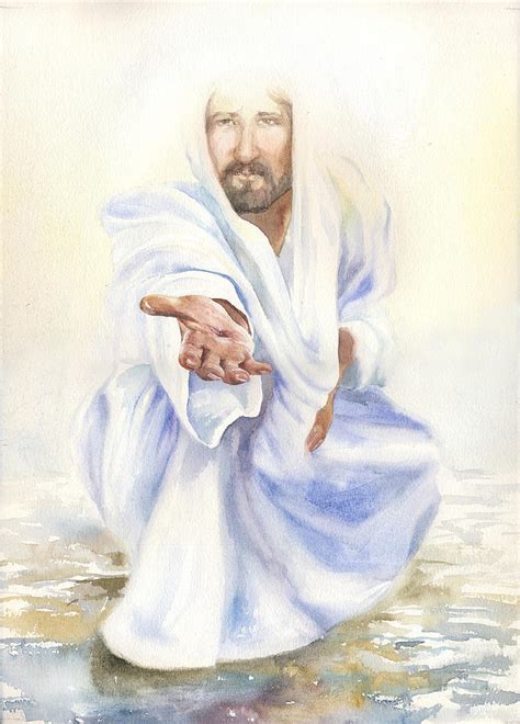 Watercolor Jesus Christ Portrait Painting By Natalia Stasishina