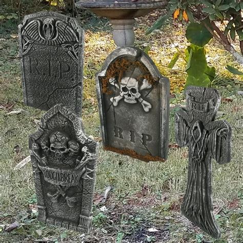 4 Pack 14 X 22 Halloween Foam Rip Tombstones Graveyard Headstone