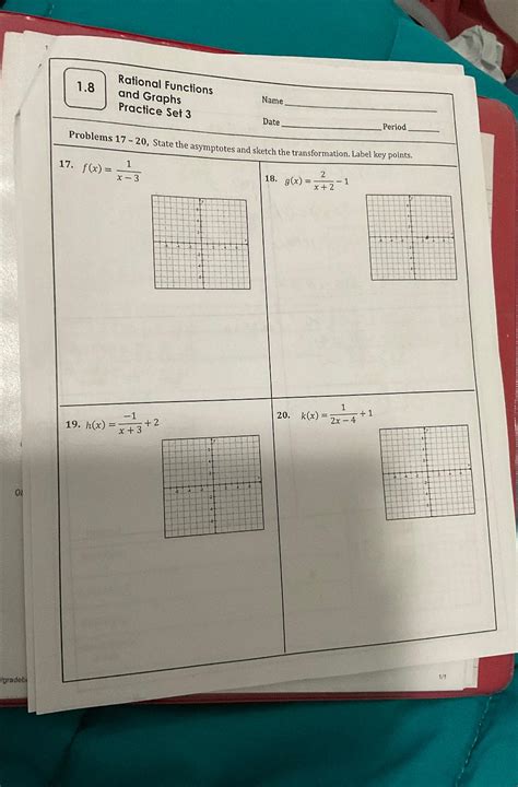 solved 1 8 ﻿rational functions and graphsnamepractice set