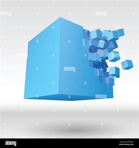 Vector 3d Cube Explosion With Cubical Particles Stock Vector Image And Art Alamy