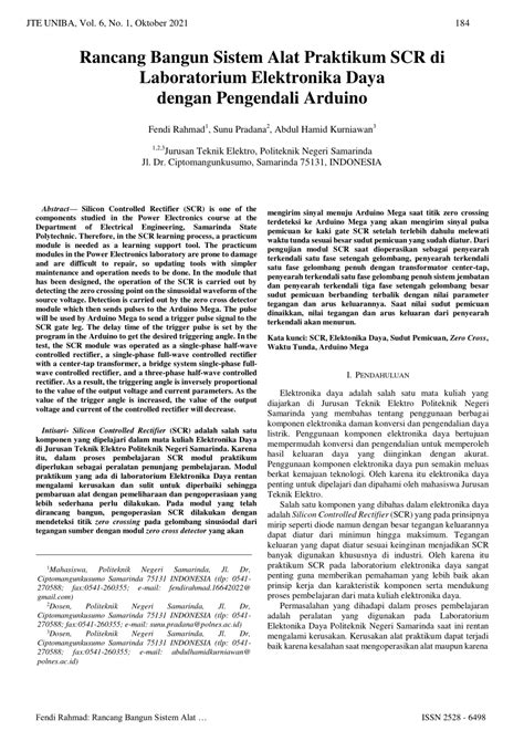 Pdf Rancang Bangun Sistem Alat Praktikum Scr Di Laboratorium Elektronika Daya Dengan