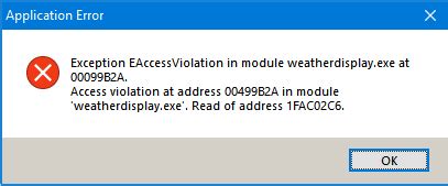 Windows Application Error RESOLVED Ask A Question Weather Watch Forum