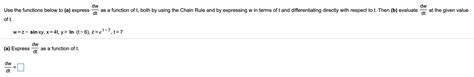 Solved Dw Dw Use The Functions Below To A Express As A Chegg Com
