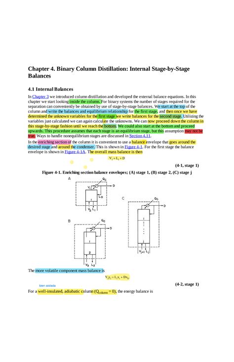 Binary Column Distillation Chapter 4 Binary Column Distillation