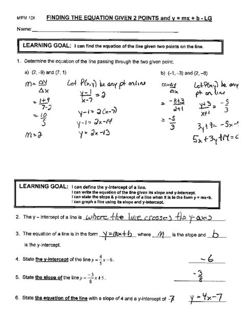 Fillable Online Teachers Wrdsb Find The Equation Of A Line Given Two Points Youtube Fax Email