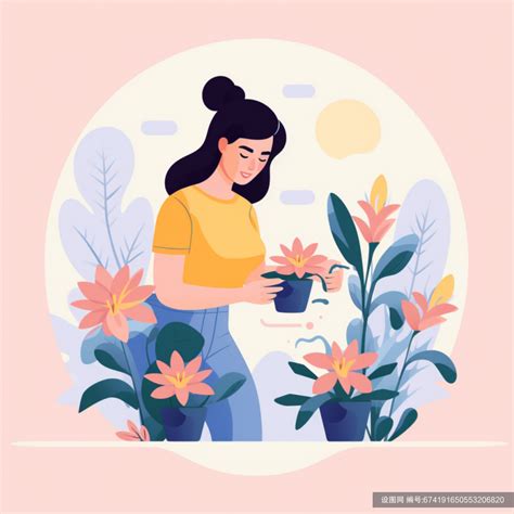 花朵女孩人物插画素材png下载编号674191650553206820 设图网