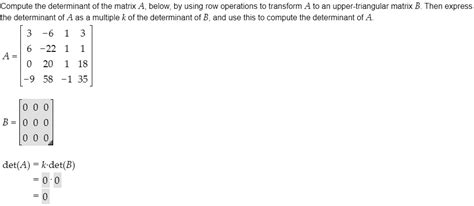 compute the determinant of the matrix 4 below by using row operations