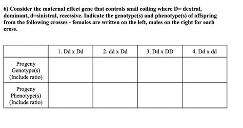 Answered 6 Consider The Maternal Effect Gene… Bartleby