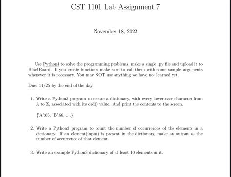 Solved Cst 1101 Lab Assignment 7 November 18 2022 Use Python3 To Solve Course Hero