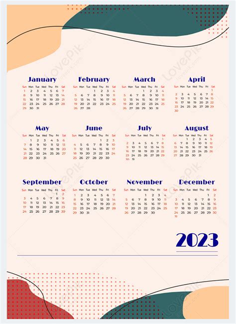 라인 기하학적 컬러 블록 2023 연간 달력 책상 달력 이미지 사진 468794411 무료 다운로드