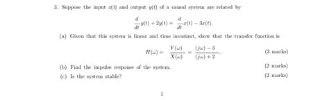 Solved 1 Suppose Y T F T G T With F T S T 4n Chegg Com