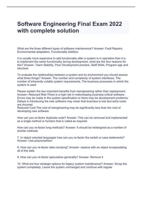 Software Engineering Final Exam 2024 With Complete Solution Nurs 102 Stuvia Us