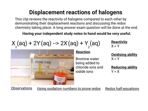 Displacement Reaction Of Halogens