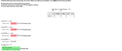 Solved Find The Following Limit Numerically If It Exists