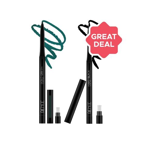 Renee Kajal Pen With Sharpener Hard Black Kajal Pen With Sharpener Bold Green Combo Price
