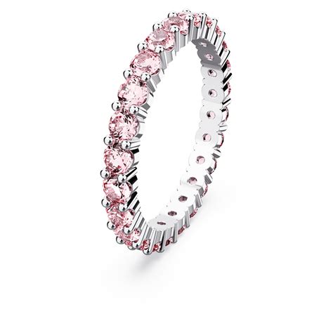 Matrix Ring Round Cut Pink Rhodium Plated Swarovski