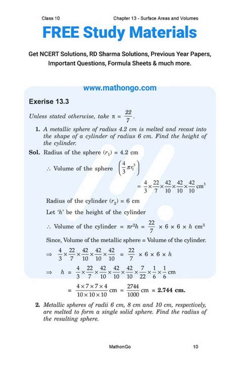 NCERT Solutions For Class 10 Maths Chapter 13 Exercise 13 3 MathonGo