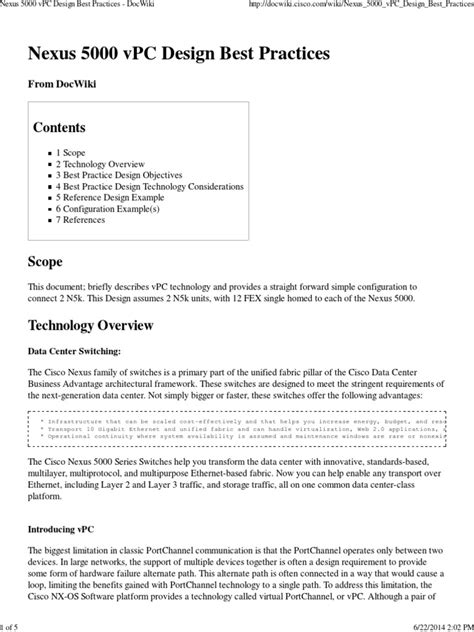Nexus 5000 Vpc Design Best Practices Docwiki Pdf Network Switch Computer Network