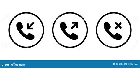 Incoming Outgoing And Missed Call Icon On Circle Line Stock