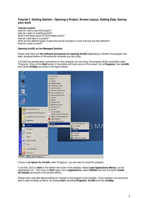 Tutorial 1 Getting Started Pdf Arc Gis Geographic Information System