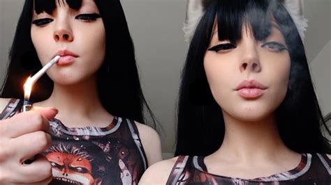 Goth Girl Smoking A Cigarette And Watching You From Above Full Vid On