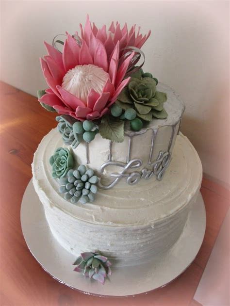Protea Birthday Cake Wedding Cake Protea Succulent Wedding Cakes Flower Cake