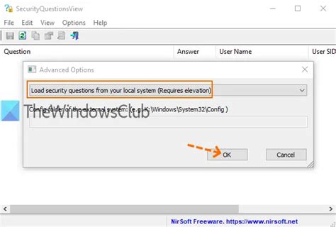 View Security Questions And Answers For Local Account In Windows