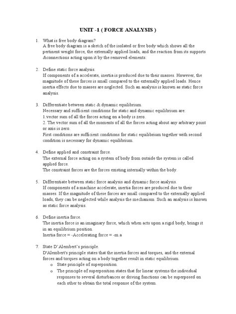 Force Analysis Fundamentals A Guide To Static And Dynamic Equilibrium Applied And Constraint