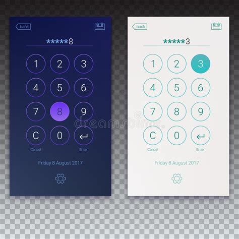 Passcode Interface For Lock Screen Login Or Enter Password Pages Vector Phone Id Recognition