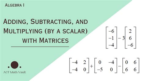 How To Add Subtract And Multiply By A Scalar With Matrices Quickly