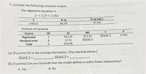 solved 7 consider the following computer output the