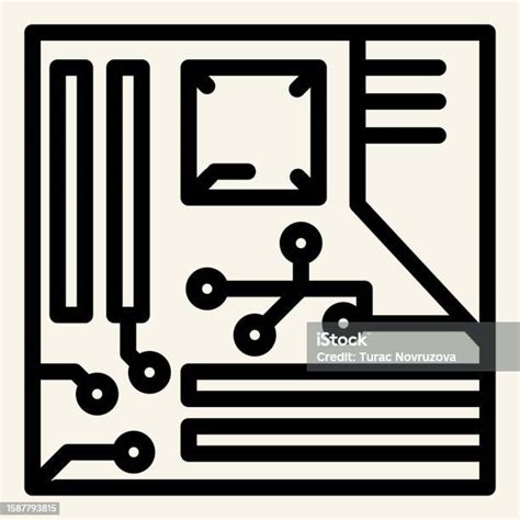 Cpu Line Icon Microprocessor Vector Illustration Isolated On White Circuit Outline Style