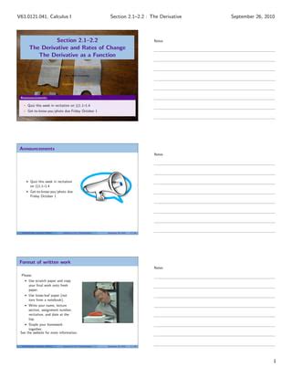 Lesson The Derivative Section Handout PDF