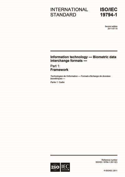 ISO IEC 19794 1 2011 Information Technology Biometric Data Interchange Formats Part 1
