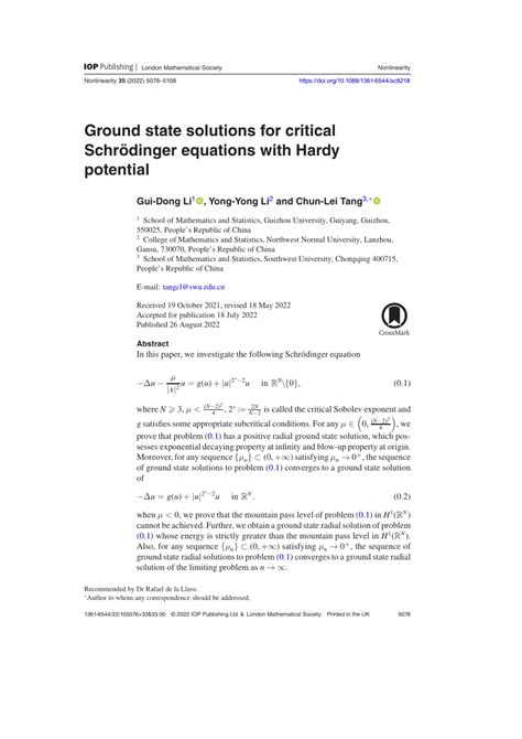 Ground State Solutions For Critical Schrödinger Equations With Hardy