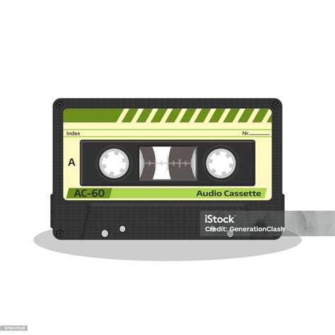 흰색 배경에 고립 된 레트로 오디오 카세트입니다 오래 된 레코드 플레이어 테이프입니다 빈티지 스타일 음악 저장 아이콘입니다 1980 1989 년에 대한 스톡 벡터 아트 및