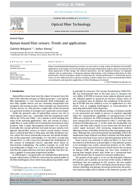 pdf raman based fibre sensors trends and applications arthur
