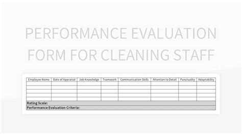 Assessing Cleaning Staff Performance Effective Evaluation Form Excel Template Free Download
