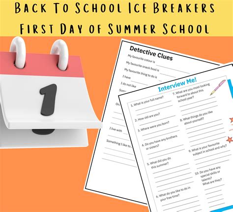 Back To School Ice Breakers First Day Of Summer School Ice Breaker
