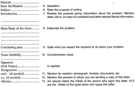 Letter Writing Format Class 11 Examples Questions