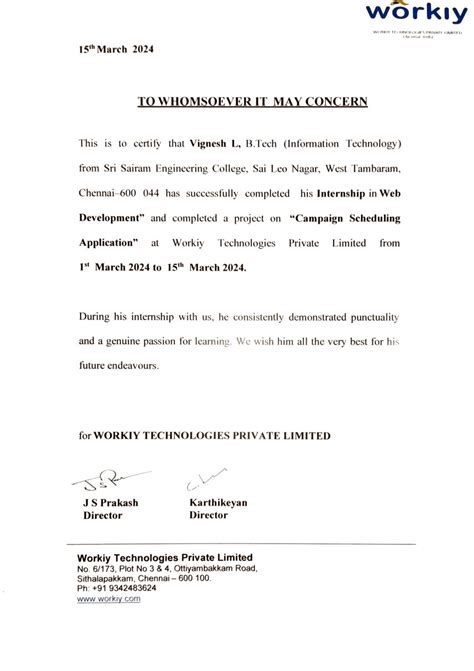 Vignesh L On Linkedin Internshipexperience Workiytechnologies Techindustryinsights