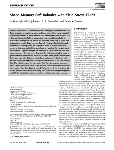 Pdf Shape Memory Soft Robotics With Yield Stress Fluids