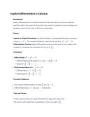 Implicit Differentiation In Calculus Pdf Implicit Differentiation In Calculus Introduction