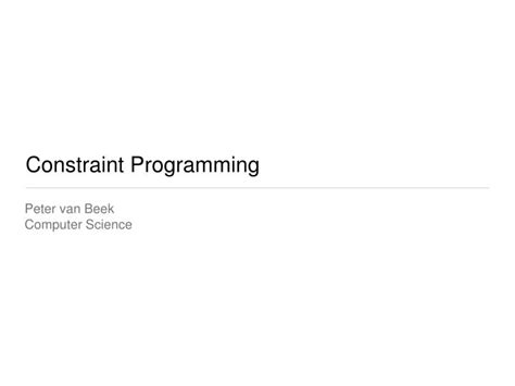 Ppt Constraint Programming Powerpoint Presentation Free Download