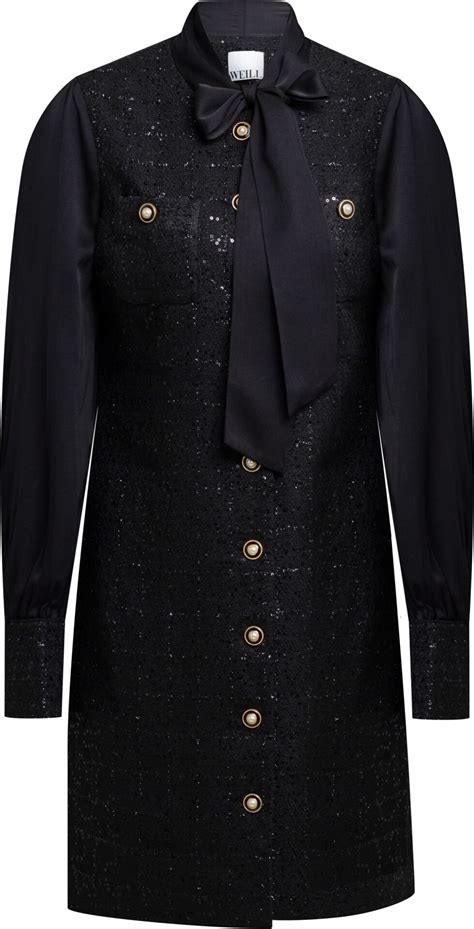 Knee Length Dress In A Two Piece Look With Decorative Button Details