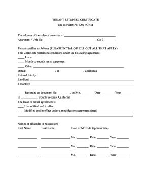 Tenant Estoppel Certificate And Information Form Fill And Sign