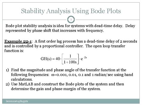 Lesson Determining Control Stability Using Bode Plots