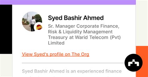 Syed Bashir Ahmed Sr Manager Corporate Finance Risk And Liquidity Management Treasury At Warid